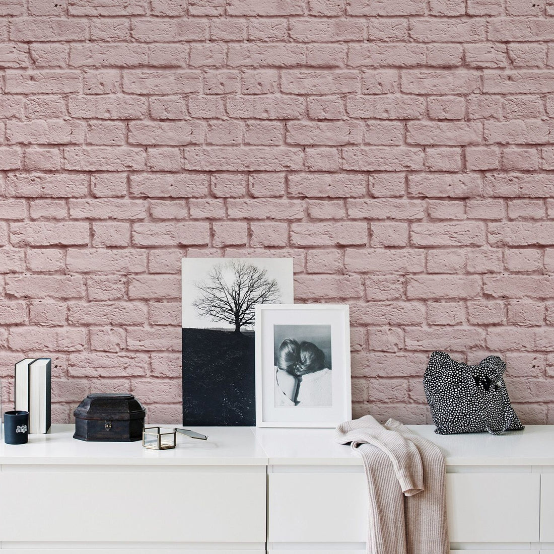 Soft Pink Bricks Mural Wallpaper (SqM) – Jass London
